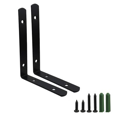 Black L Bracket for Shelves Stainless Steel Corner Bracket for Hanging ...