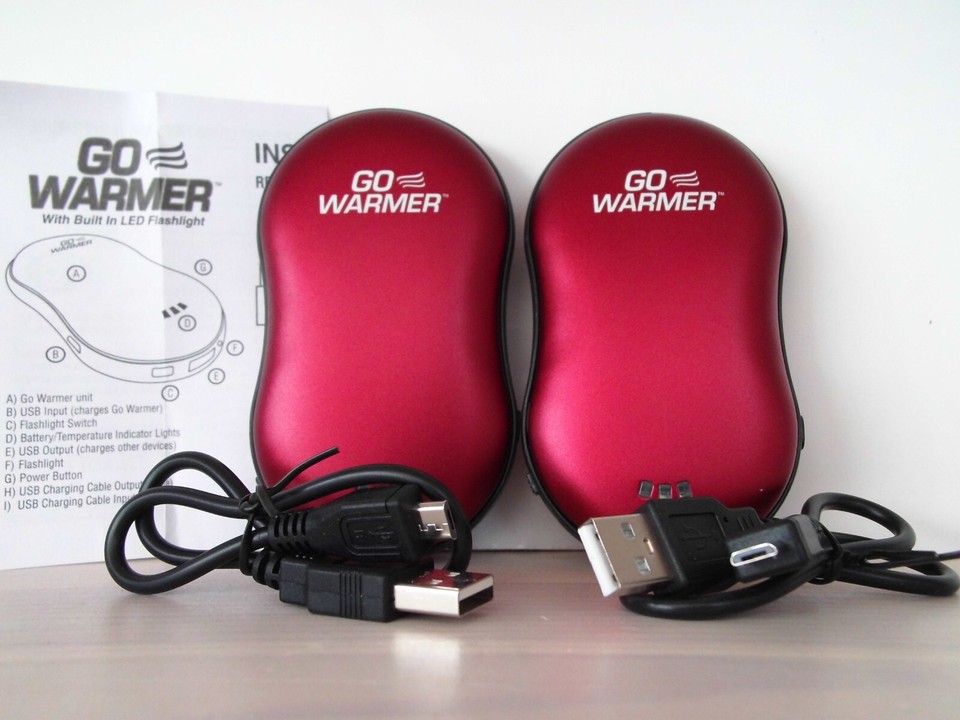 Go Warmer Rechargeable Hand Warmer Power Bank with Flashlight - 2 Pack ...
