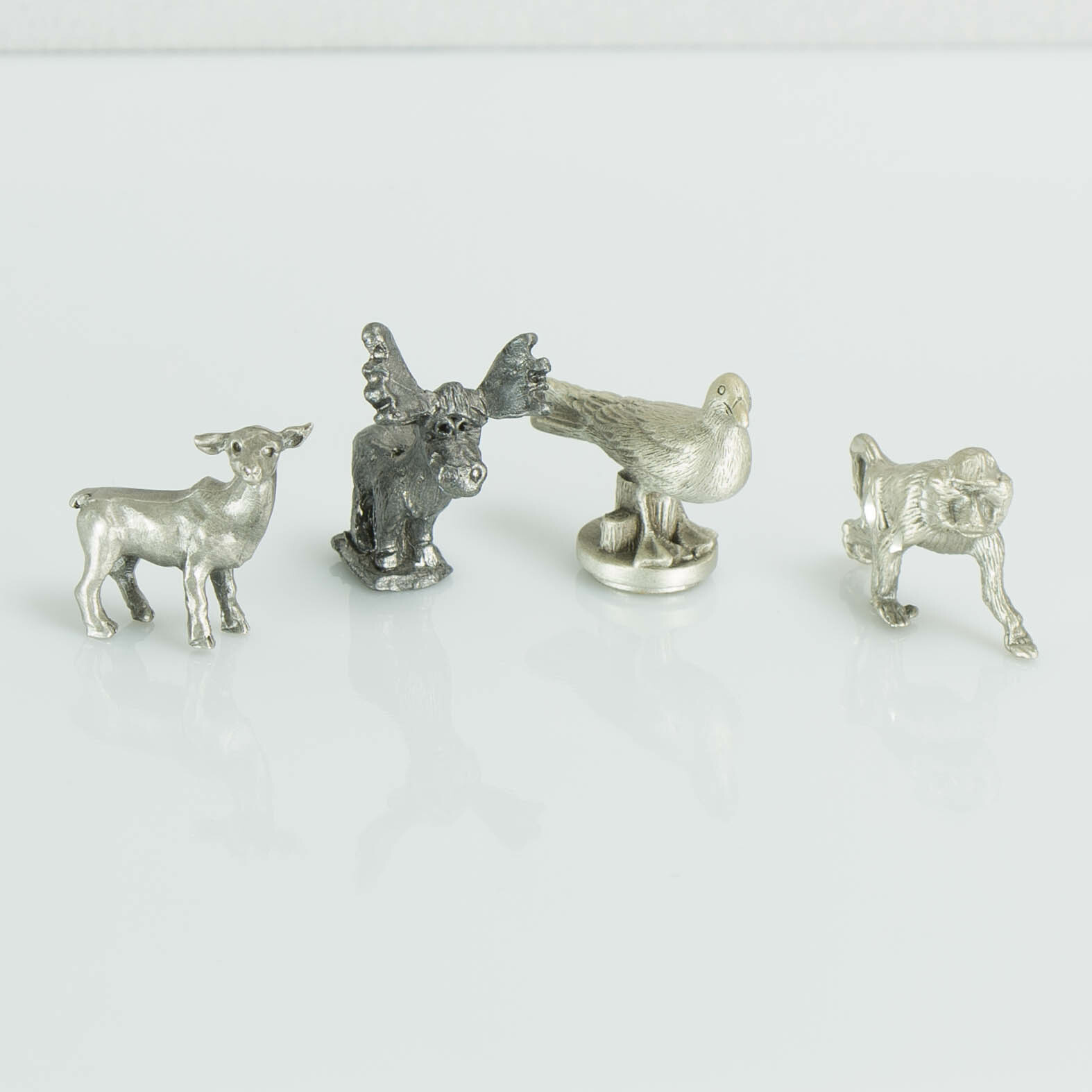 Lot of 21 Pewter Animals Miniature Figurines Monkey Bear Cat Bird Bunny ...