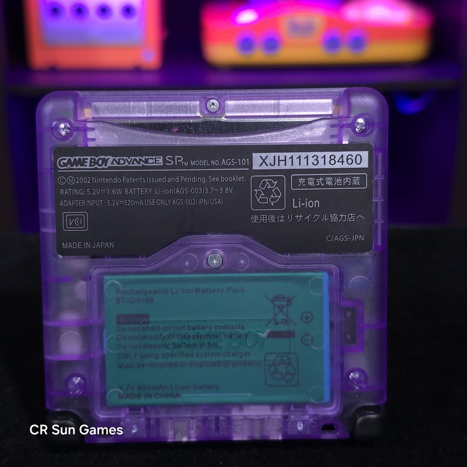 Clear Purple Nintendo Game Boy Advance GBA SP IPS Adjustable Brightness ...