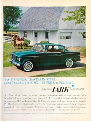1959 PRINT AD for the 1960 Studebaker Lark Travels in Style Horse Farm ...