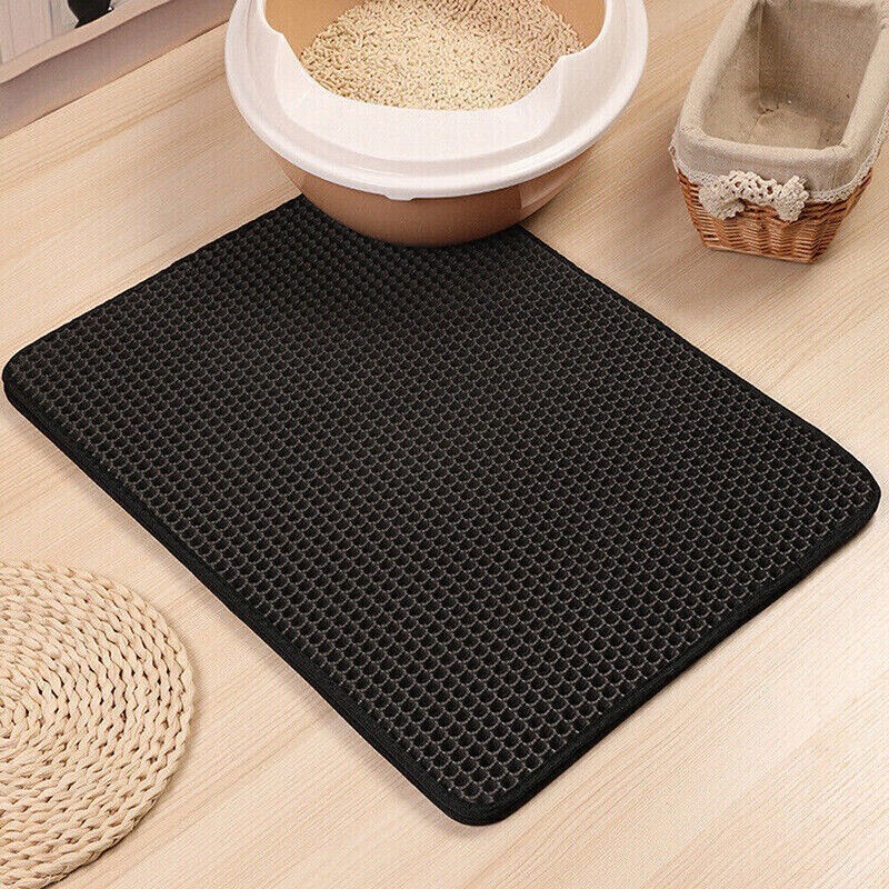 Double Layer Cat Litter Mat Non-Slip Washable Pad for Cats Litter Box ...