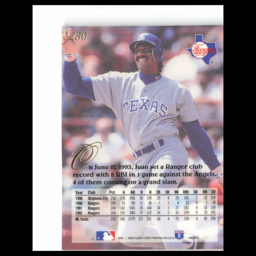 Juan Gonzalez #280 1993 Flair Texas Rangers Baseball Card MLB NM | eBay