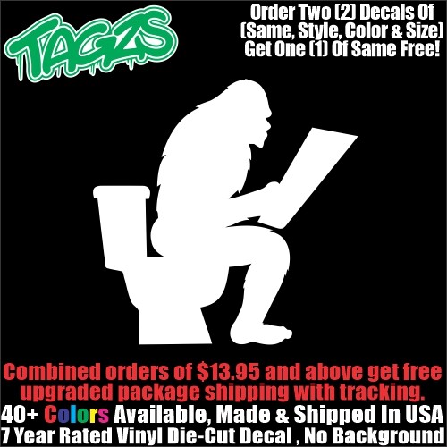 Bigfoot Sasquatch Yeti Pooping DieCut Vinyl Window Decal Sticker Car ...