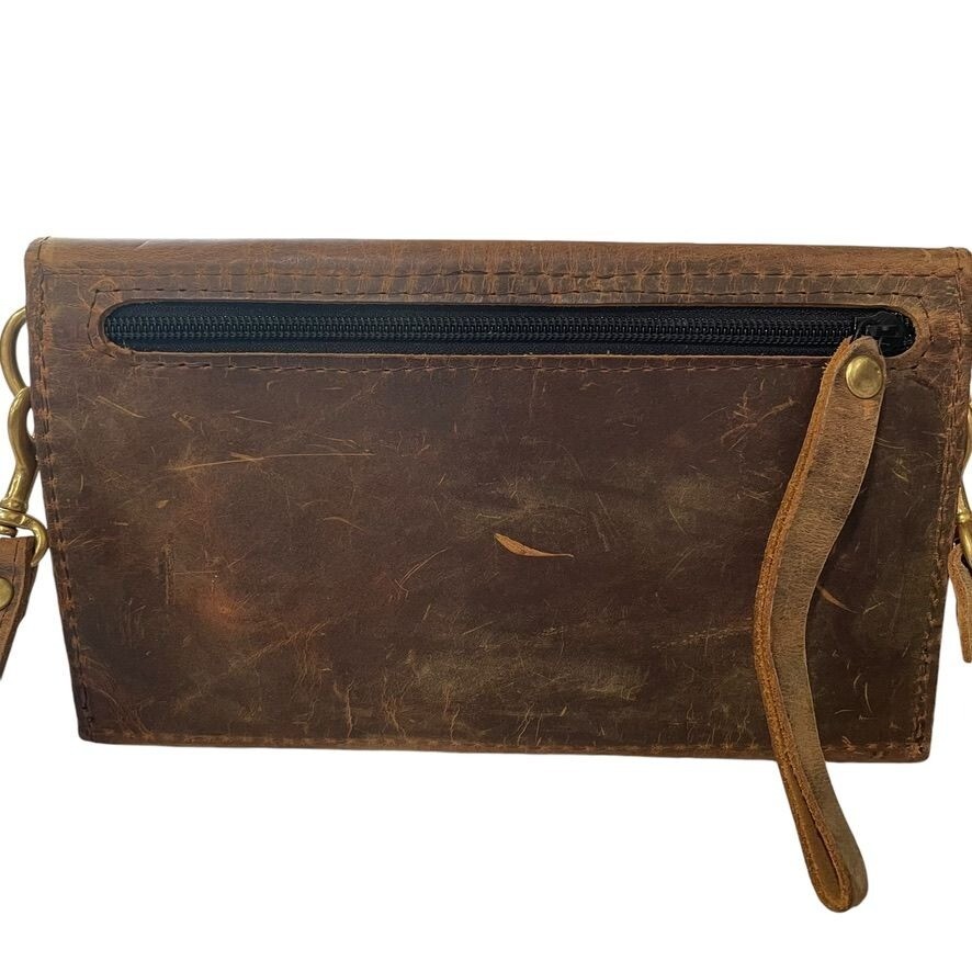 Handmade Distressed Leather Crossbody Bag Retro Rustic Academia Casual ...