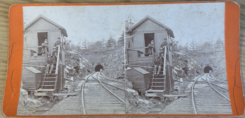 Railway Tunnel Lineside Shanty Railroad Workers Stereoview Photograph ...