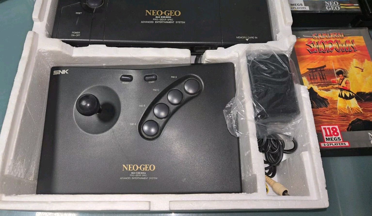 SNK NEO GEO AES Console In Box + 4 Games Tested And Working!! Read ...