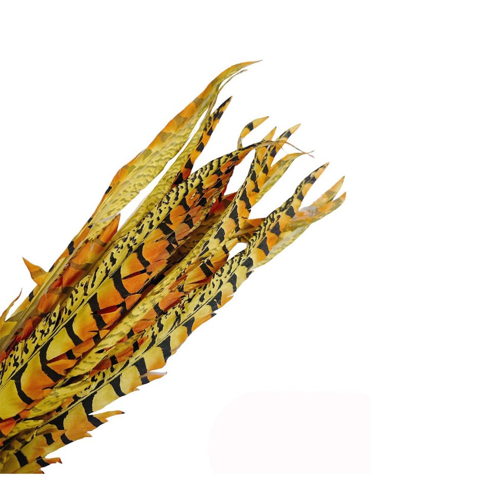 12 Pc 22" Yellow Ruby Faux Feather Spray Feather Bush Christmas Decor ...