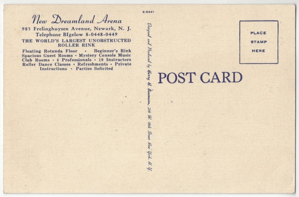 1940 Roller Skating Rink - Linen Advertising Postcard - Newark, NJ ...