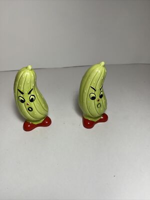 Anthropomorphic Angry Pickles Cucumbers Salt & Pepper Shakers JAPAN | eBay
