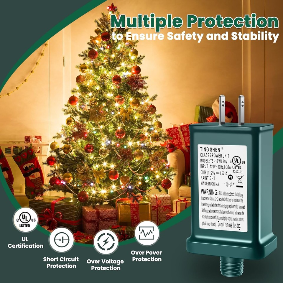 29V LED Power Supply, Christmas Tree Plug Adapter, IP44 Waterproof ...