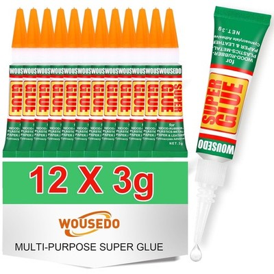 12 x 3g Super Glue, Clear Fast-Dry Adhesive for DIY Crafts and ...