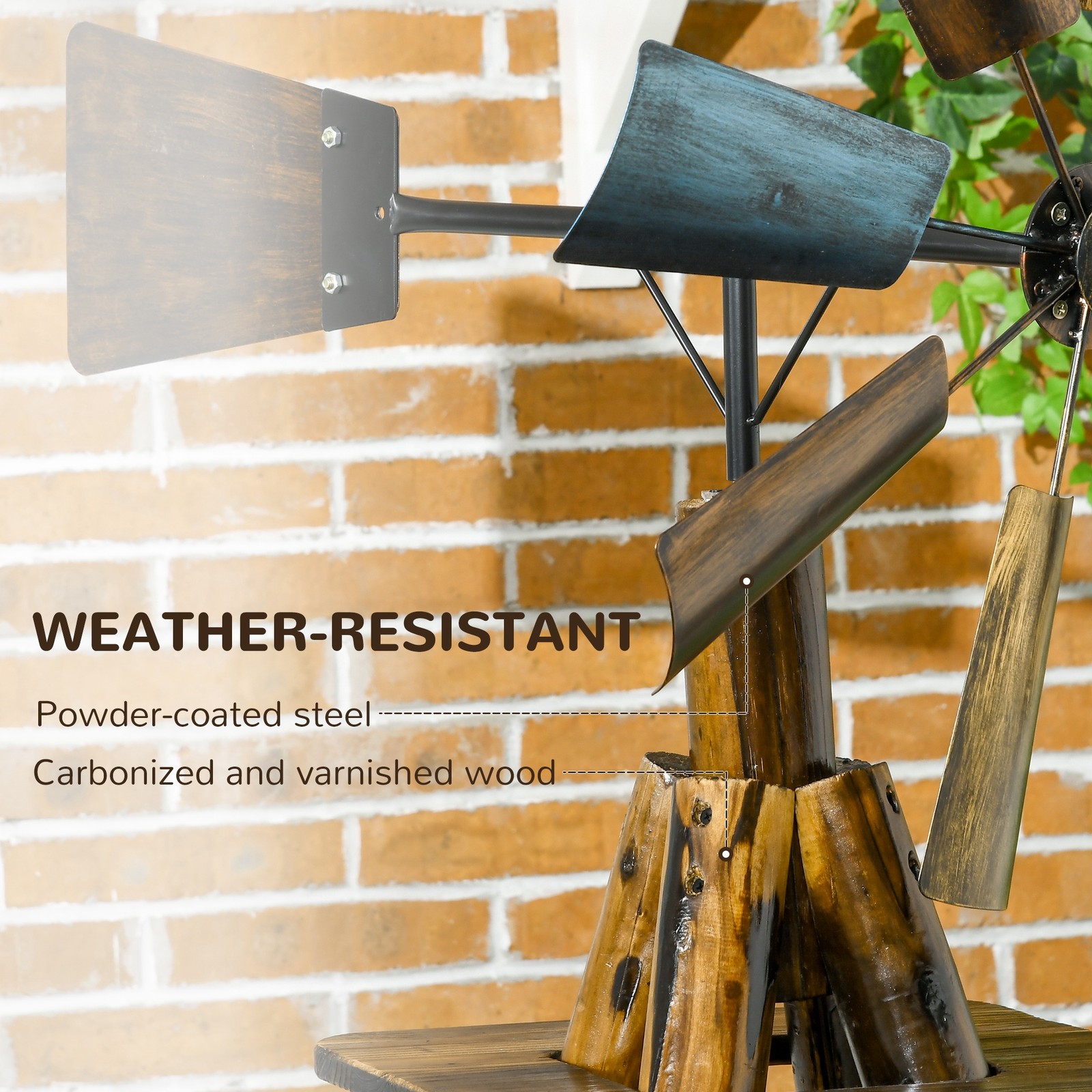 Outsunny Windmill Weathervane with Bottom Shelf Weather Vane, Stained ...