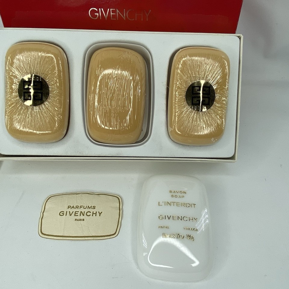 GIVENCHY Savon L'Interdit Soap Dish & 3 x 3.5oz Soap Cakes ~Original Box, sealed | eBay