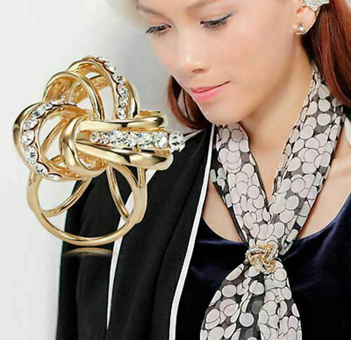UK Scarf Ring Clip Holder Pearl Crystal Rhinestone Silk Scarves Brooch ...