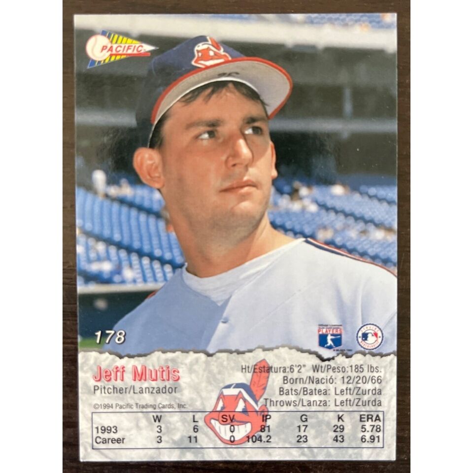 1994 Pacific Collection #178 Jeff Mutis Cleveland Indians MLB Baseball ...