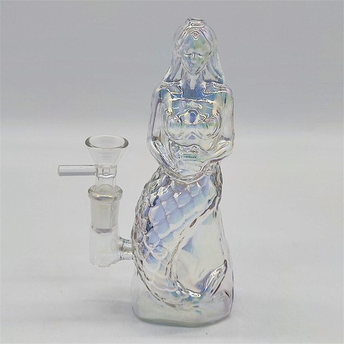 6 Inch Mini Bongs Tint Silver Mermaid Glass Water Pipe Bong Bubbler ...