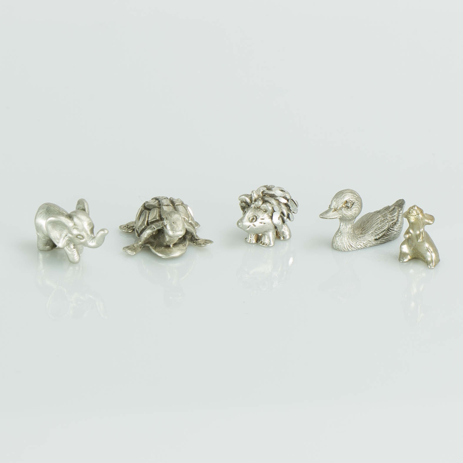 Lot of 21 Pewter Animals Miniature Figurines Monkey Bear Cat Bird Bunny ...