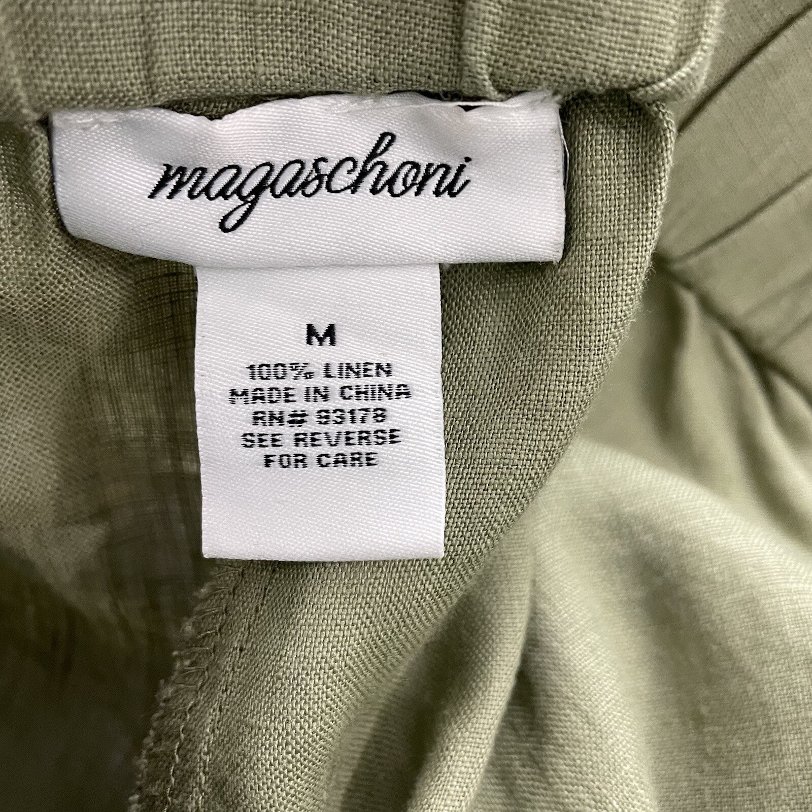 Magaschoni Linen Wide Leg Pants Women’s Size M Medium Green Pockets ...