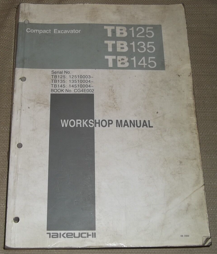 TAKEUCHI TB125 TB135 TB145 COMPACT EXCAVATOR SERVICE SHOP REPAIR WORKSHOP MANUAL | eBay