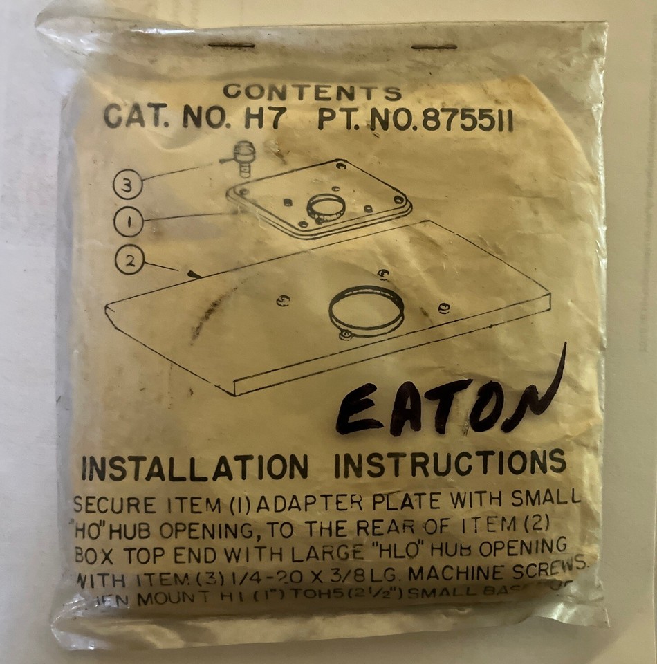 New Eaton B-Line Adapter Plate, Large H-Base To AW Hub, H-7, Free Ship ...