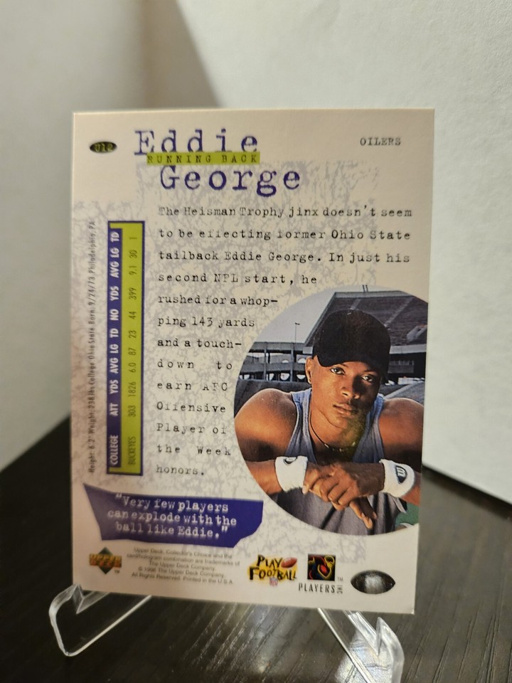 Upper Deck Eddie George Rookie Football Card Houston Oilers #U12 | eBay