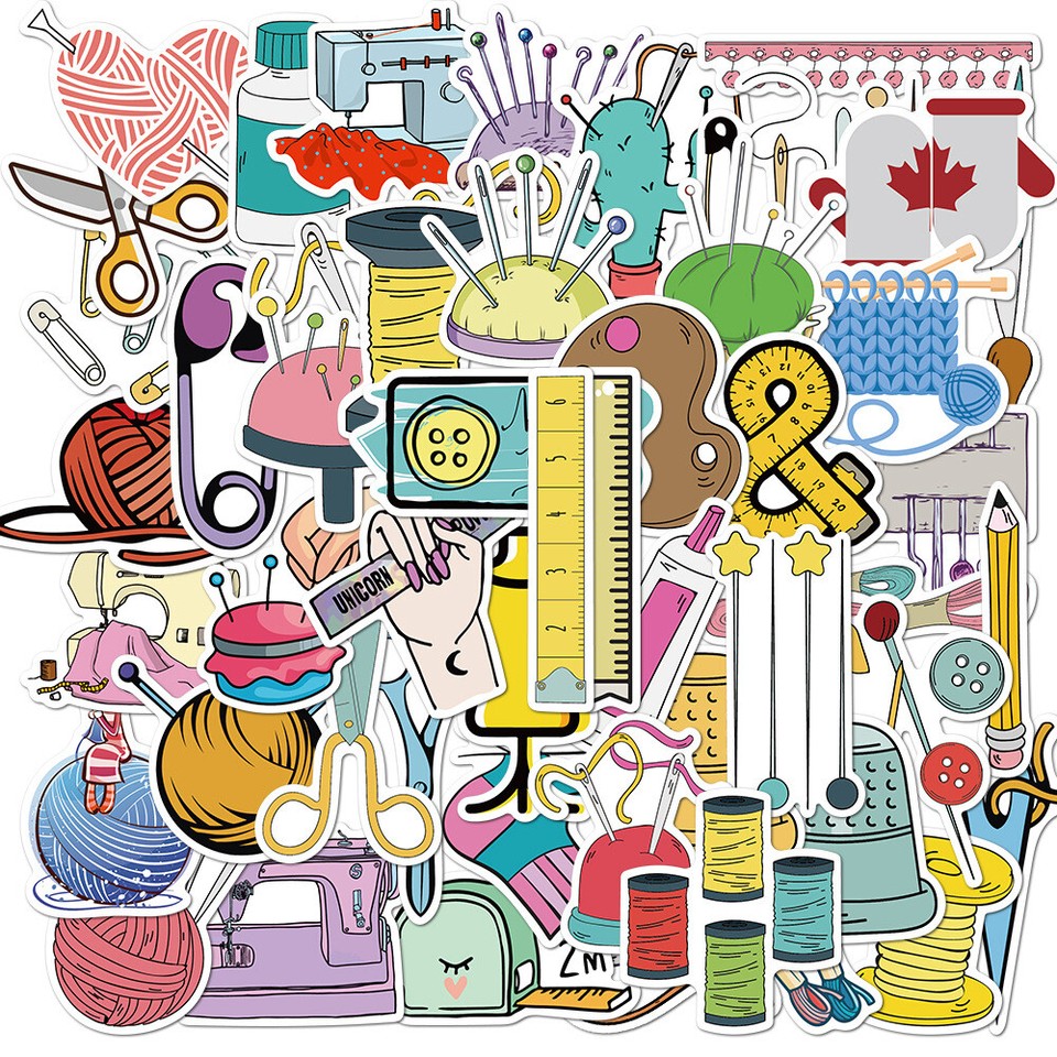 50 Sewing DIY Tailoring Craft Stickers Notebook Laptop Case Scrapbook ...
