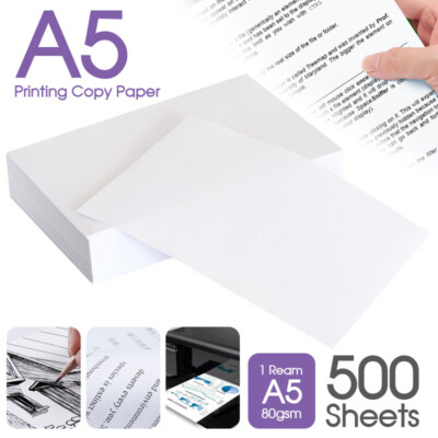 A5 WHITE PRINTER / COPIER PAPER 80 gsm 500 SHEETS PRINTING PAPER LASER ...
