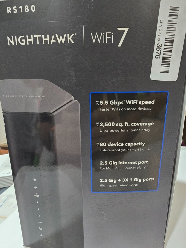 NETGEAR Nighthawk Dual-Band WiFi 7 Router RS180 BE5500 up to 2500sq. ft ...