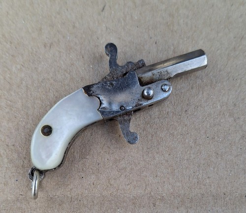 Vintage Miniature Pinfire Pearl Handle Gun Austria Cap Gun Keychain ...