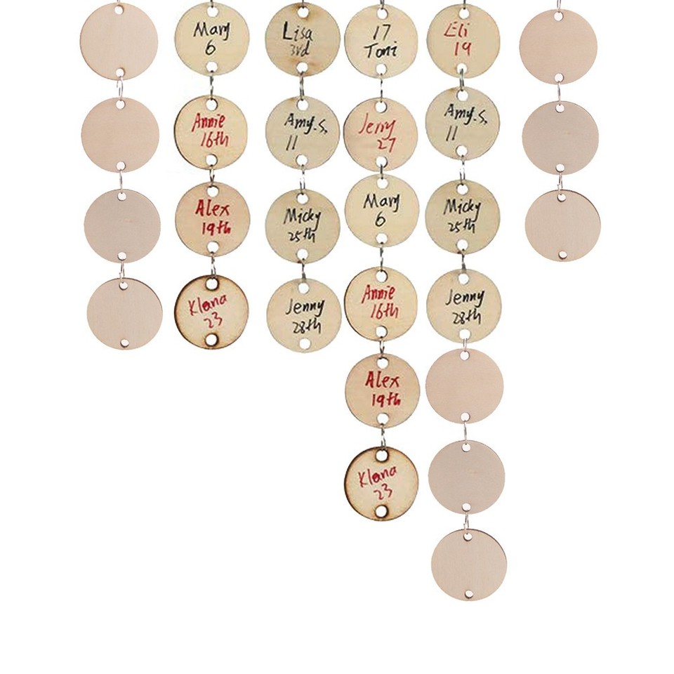 200pcs DIY Calendar Reminder Record Round Wood Piece Plaque Home ...