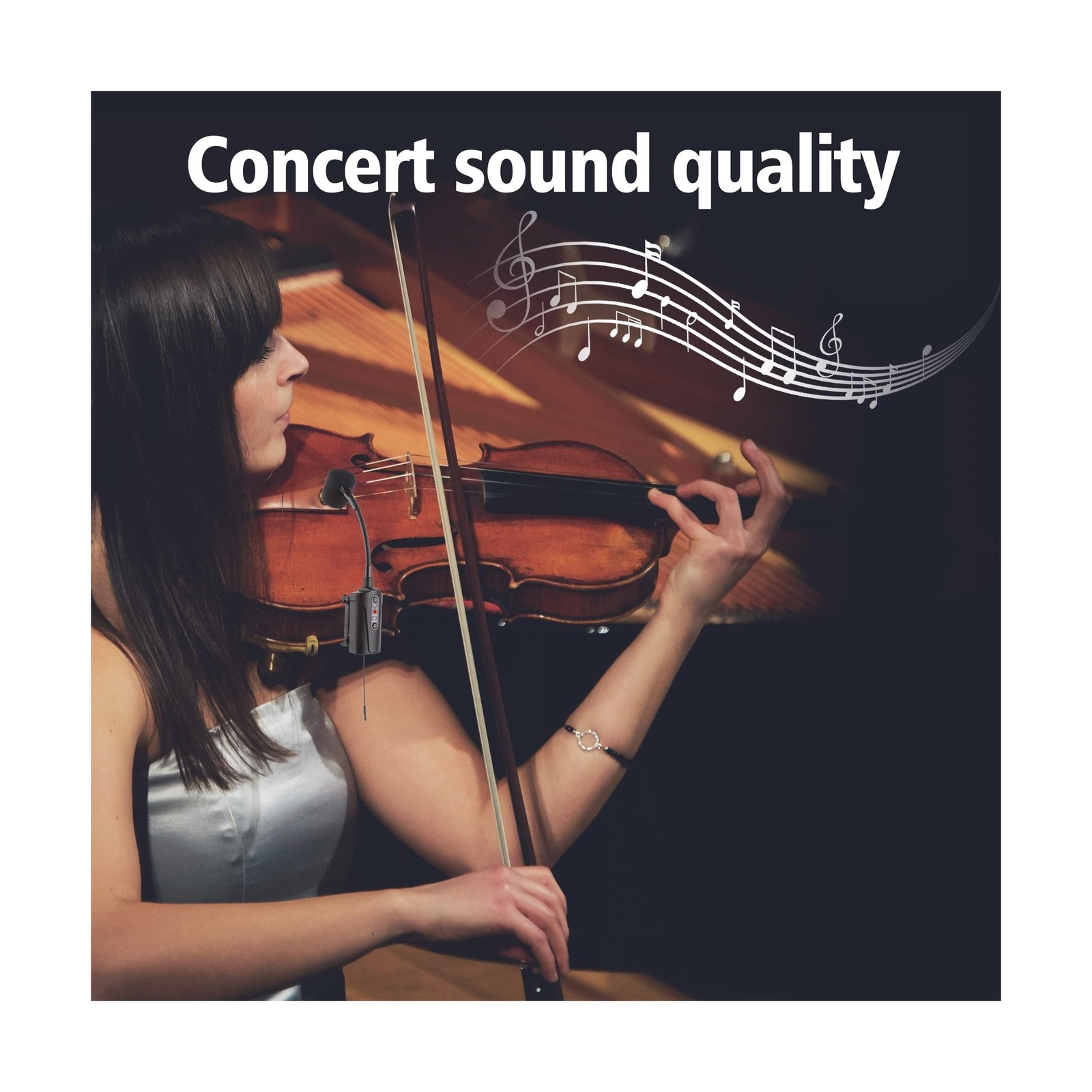 Double Microphone for Violin Q2/VT-5 Wireless UHF Gooseneck Pick Up ...