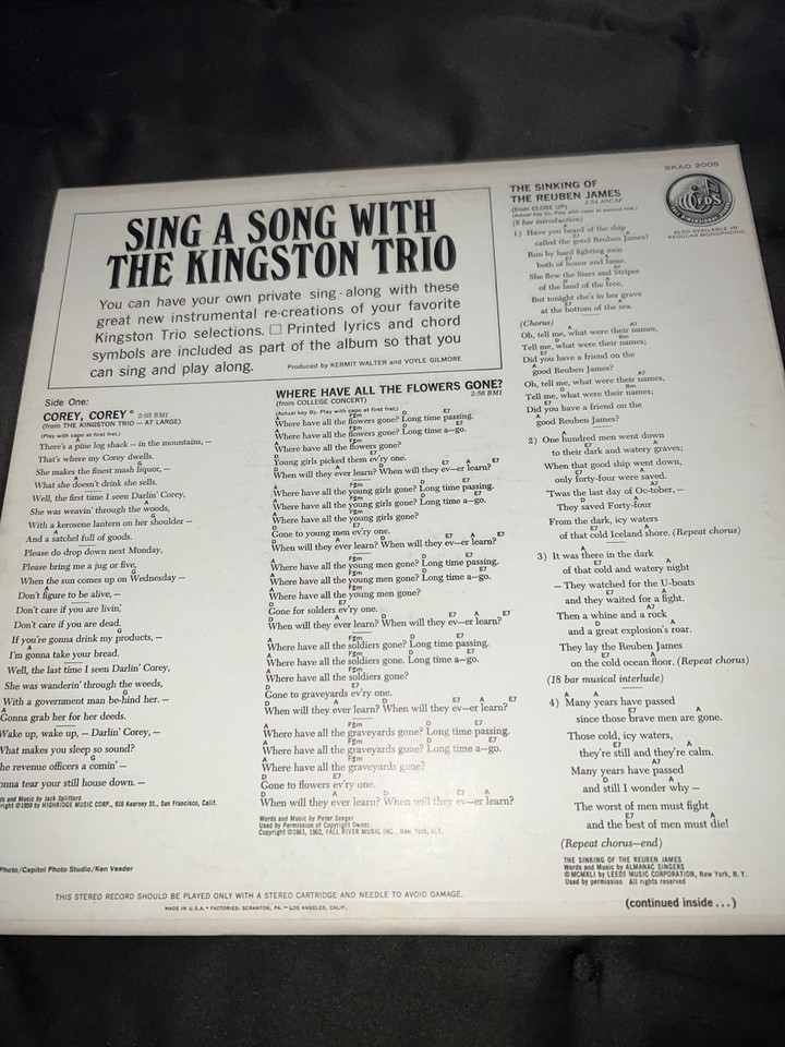 Sing A Song With The Kingston Trio | eBay