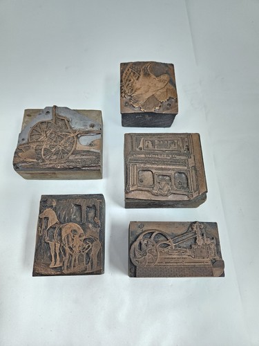 Lot 5 VTG Printing Letterpress Wood Metal Type Printers Press Block | eBay