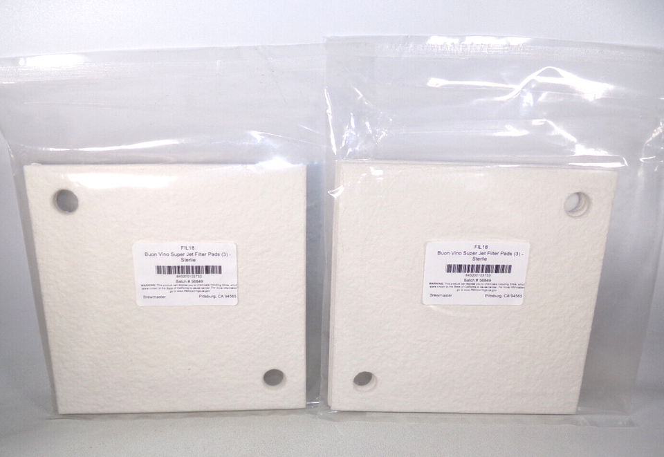 Brewmaster FIL18 Buon Vino Super Jet 0.5µ Filter Pads (3) - Sterile ...