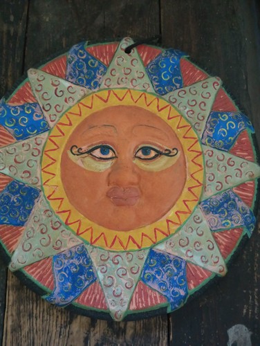 Ceramic Sun Face Pottery Wall Yard Art 10" | eBay