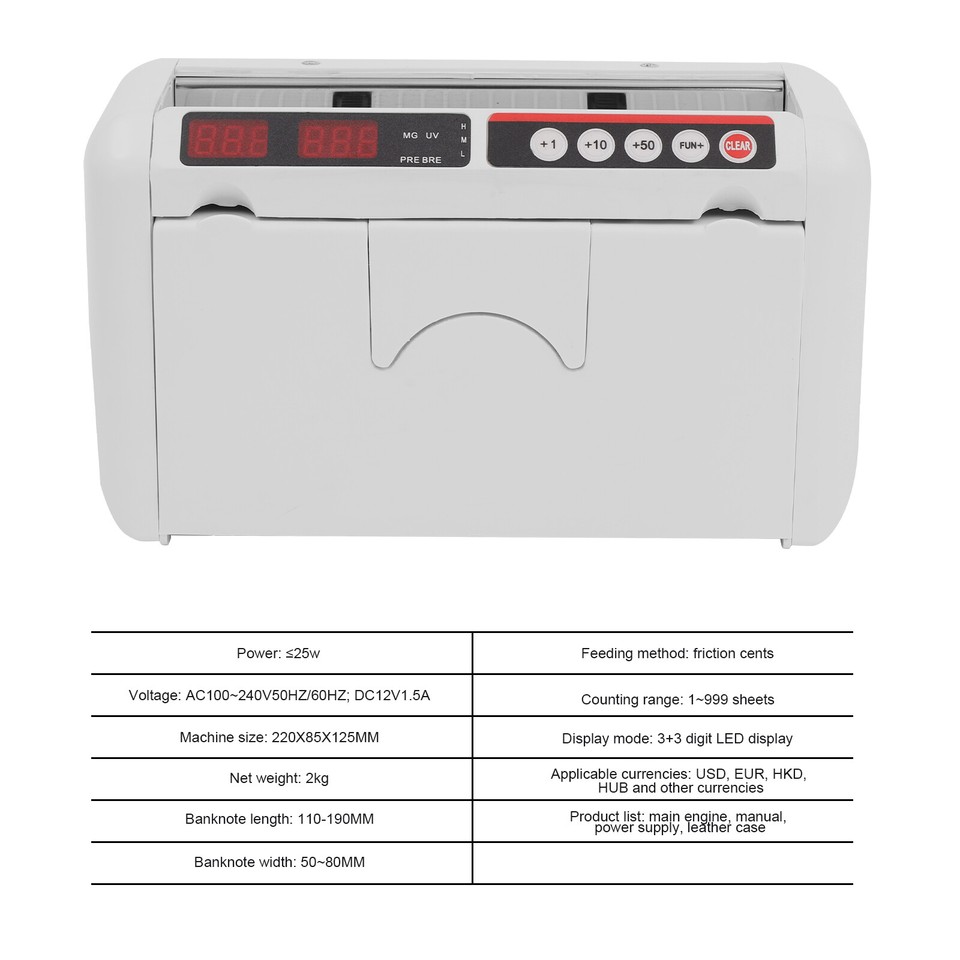 NEW Money Bill Counter Cash Counting Machine UV MG Detection ...