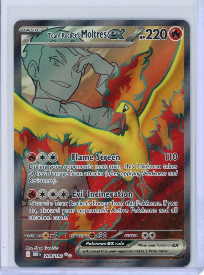 Team Rockets Moltres EX English Full Art 208/182 SV10 Destined Rivals ...