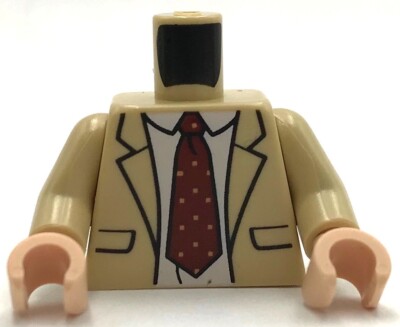 Lego New Tan Torso Suit Jacket White Shirt Dark Red Tie w/ Squares ...