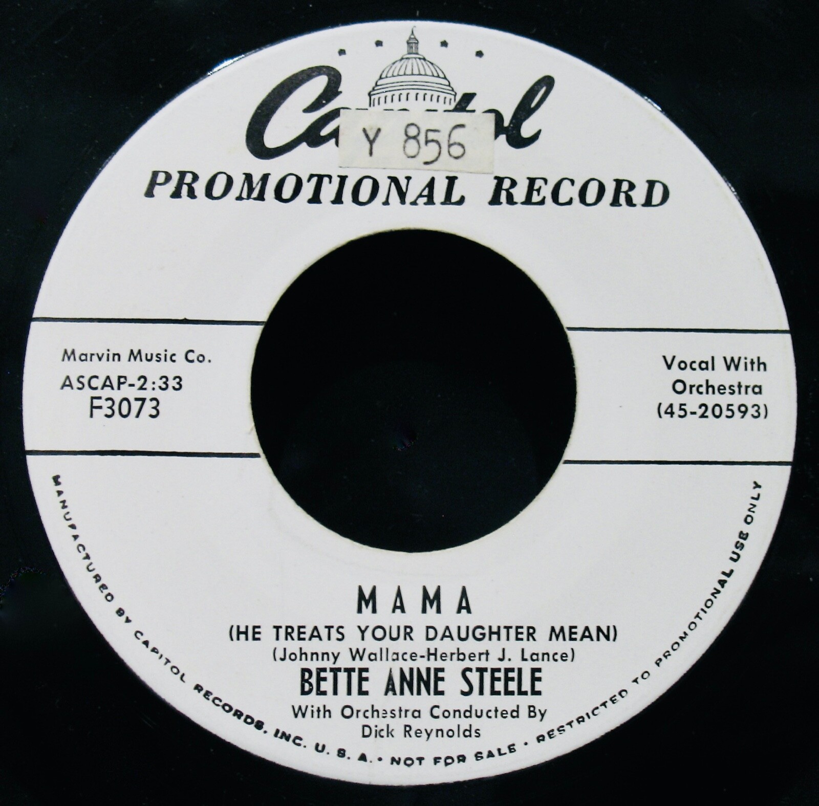 BETTE ANNE STEELE–Mama + Take Me Away~Great Jazz Blues Promo 45 CAPITOL ...