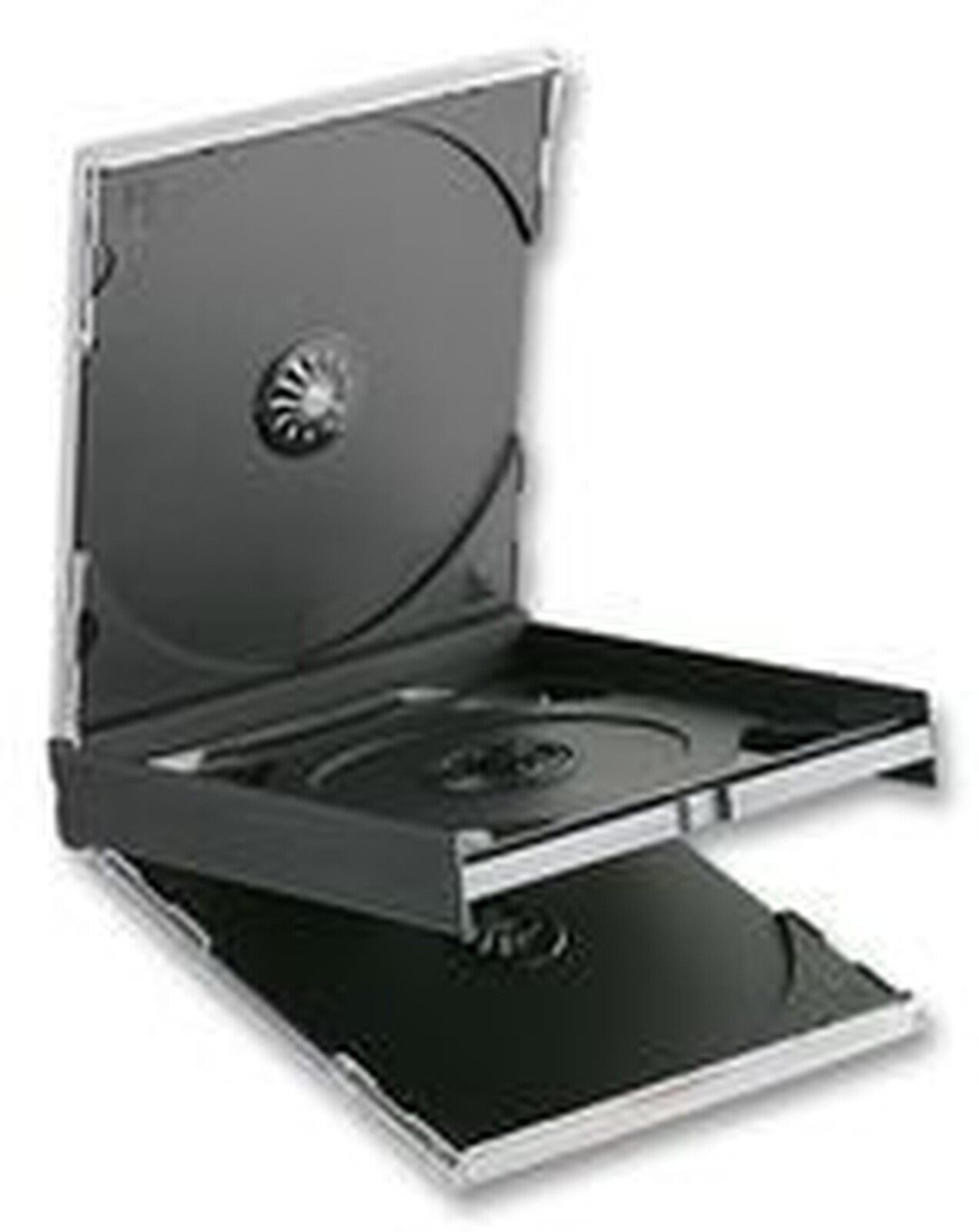 4 Way Black CD Jewel Case 25mm Spine Holds 4 Discs Empty Replacement ...