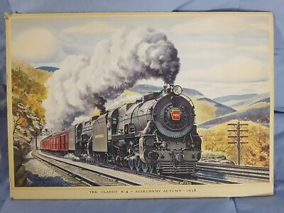 Vtg 1938 CLASSIC K-4 ALLEGHENY AUTUMN Steam Locomotive Picture Print ...