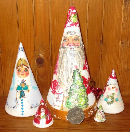 Pyrography Santa Christmas TREE 5 NESTING Russian Dolls Matryoshka ...