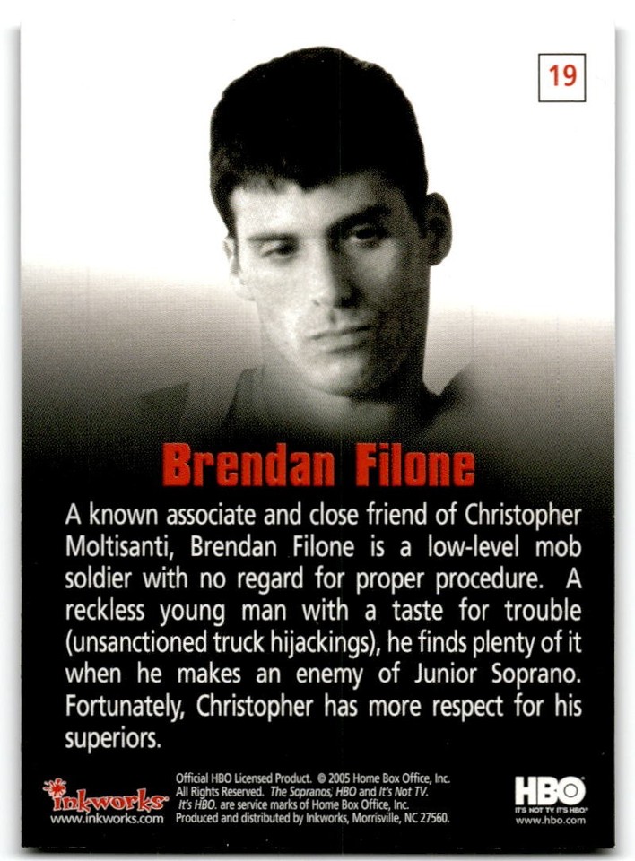 2005 Inkworks The Sopranos #19 Brendan Filone | eBay
