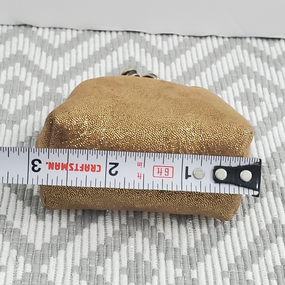 HOBO RUN Small Kiss Lock Frame soft Leather Pouch Coin Purse Gold Leaf ...