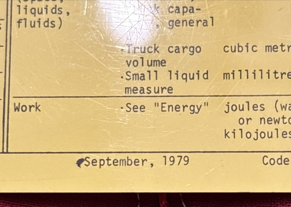 Vintage 1979 Ford recommended metric units chart | eBay