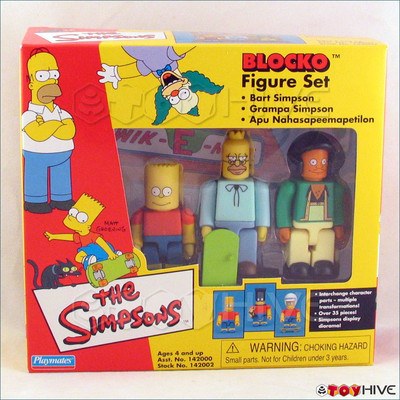 Simpsons Blocko 3 figure set Bart Simpson Grampa Simpson Apu ...