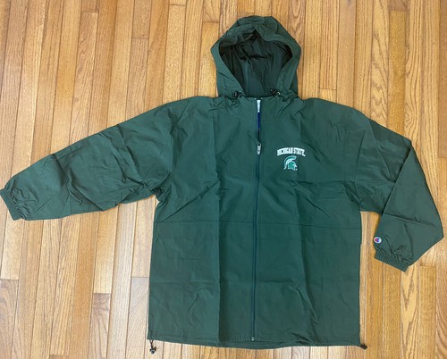 New Michigan State Spartans Champion Hooded Windbreaker Rain Jacket Sz ...