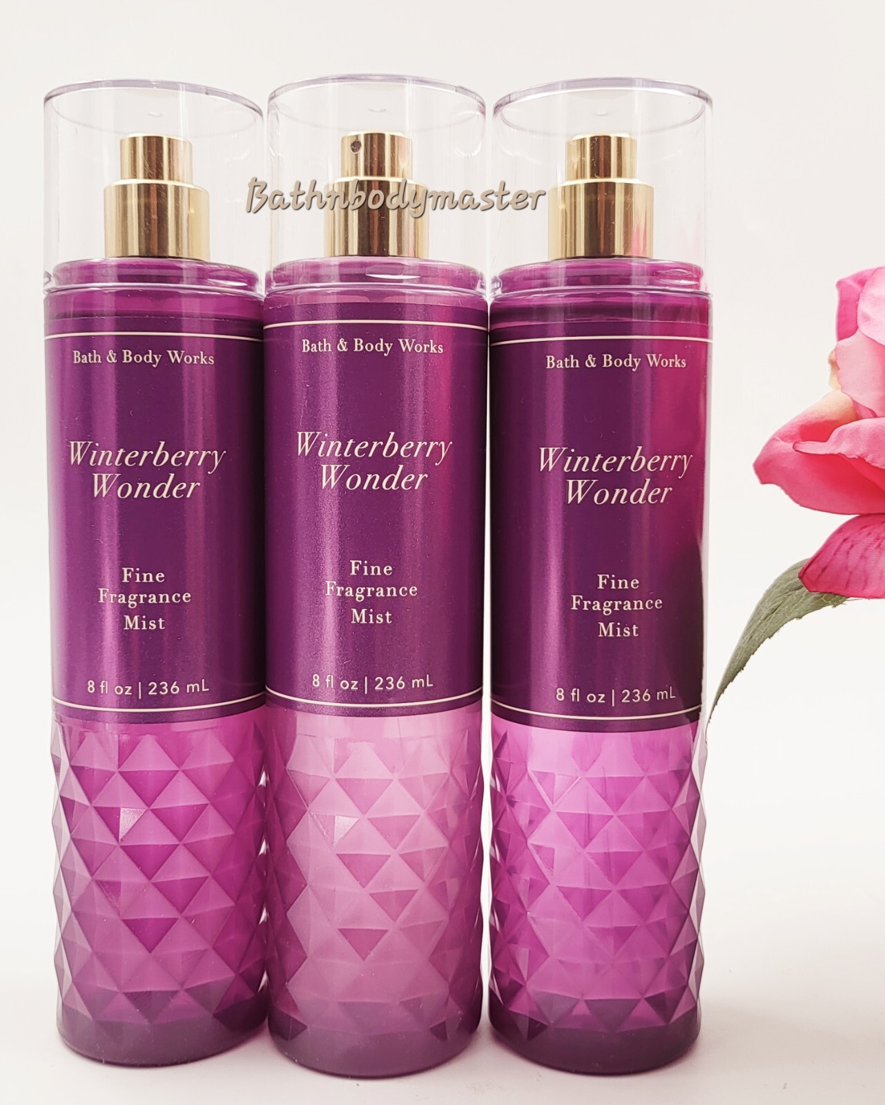 3X Bath and Body Works WINTERBERRY WONDER Fine Fragrance Mist spray 8 ...