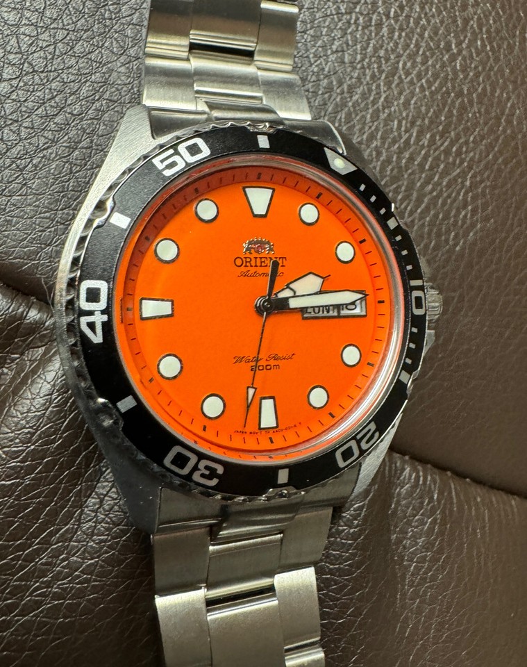 Orient Ray Raven II Automatic Orange Dial Mens Watch FAA02006M9 Extra ...